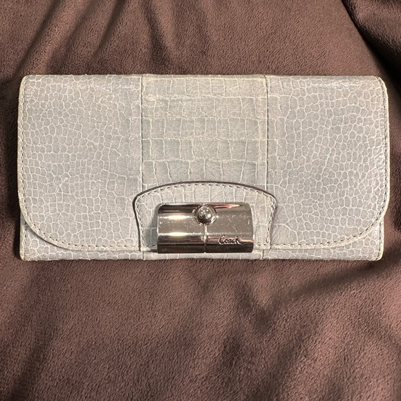 Coach | Bags | Coach Wallet Light Blue Croc Leather | Poshmark